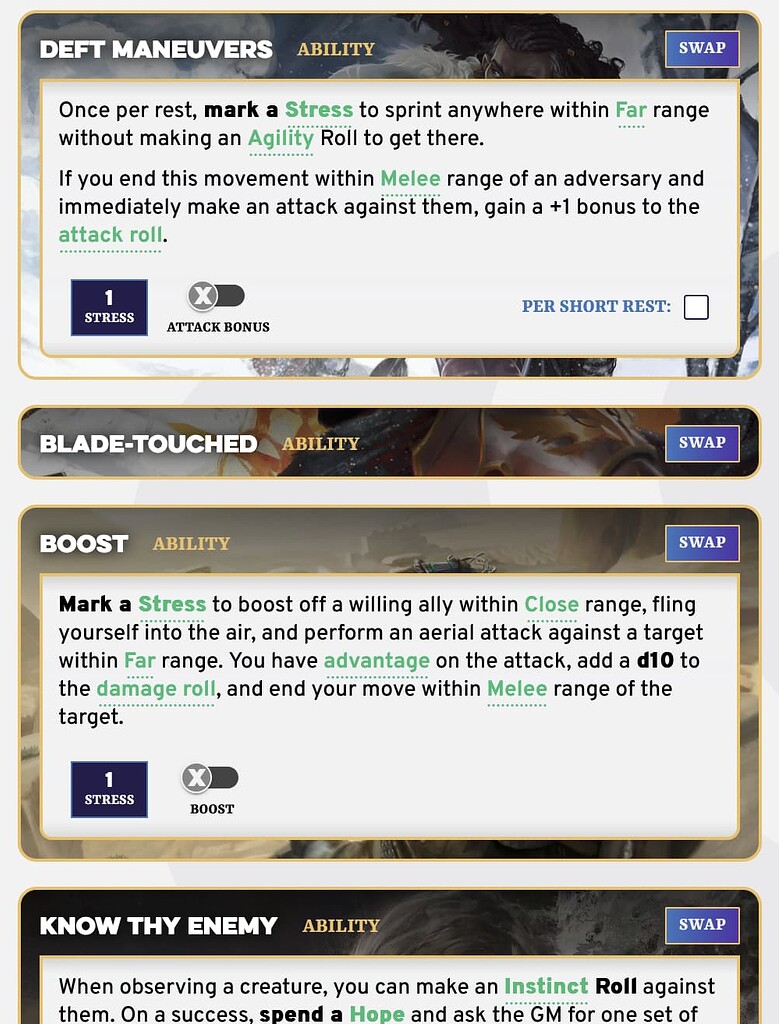 Odd UI bug with level 7 "touched" domain cards - Daggerheart Nexus ...