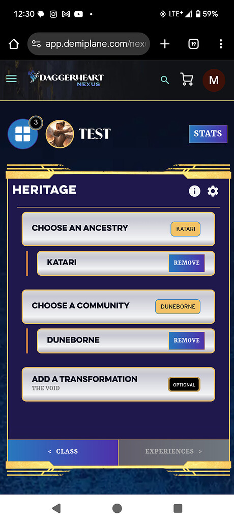 Daggerheart - can't continue character creation without selecting a ...