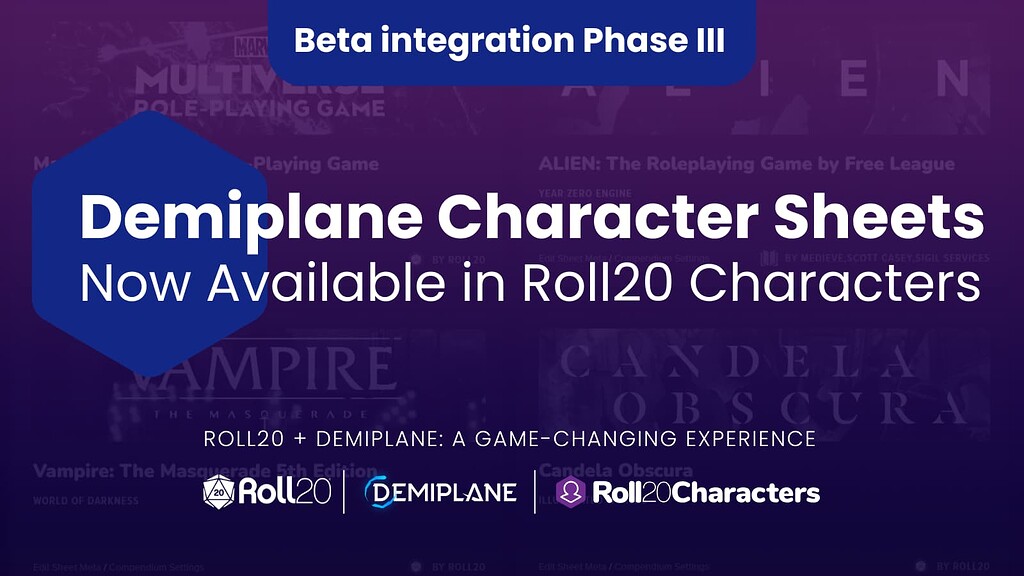Roll20 x Demiplane Beta Phase III: Demiplane > Roll20 Characters - News & Announcements ...