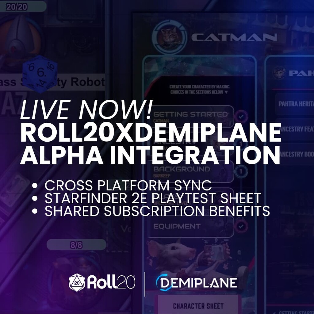Roll20 x Demiplane Alpha Integration is LIVE! - News & Announcements - Demiplane Forums